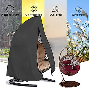 YHINGG Patio Egg Chair Cover Hanging Egg Chair Covers 91x80 Inches 600D Oxford Waterproof Windproof Patio Chair Cover with Drawstring (Egg Chair Cover)