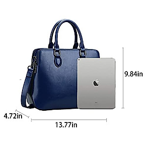 Heshe Leather Womens Handbags Totes Top Handle Shoulder Bag Satchel Ladies Purses (Dark Blue-Cowhide Leather)