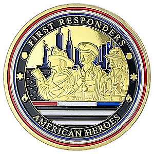 AtSKnSK First Responders Hero Challenge Coin American EMS Police Firefighter Coin
