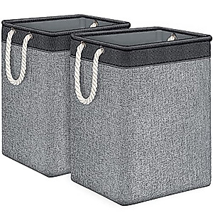 TomCare Laundry Baskets 2 Pack Freestanding Laundry Hampers for Bedroom Collapsible Laundry Basket with Handles Detachable Brackets Large Laundry Storage Baskets Organizer for Clothes Toys (Grey)