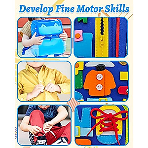Exorany Busy Board Montessori Toys for 1 2 3 4 Year Old Boys & Girls Gifts, Sensory Toys for Toddlers 1-3, Autism Educational Travel Toys, Preschool Activities for Learning Fine Motor Skills (Blue)