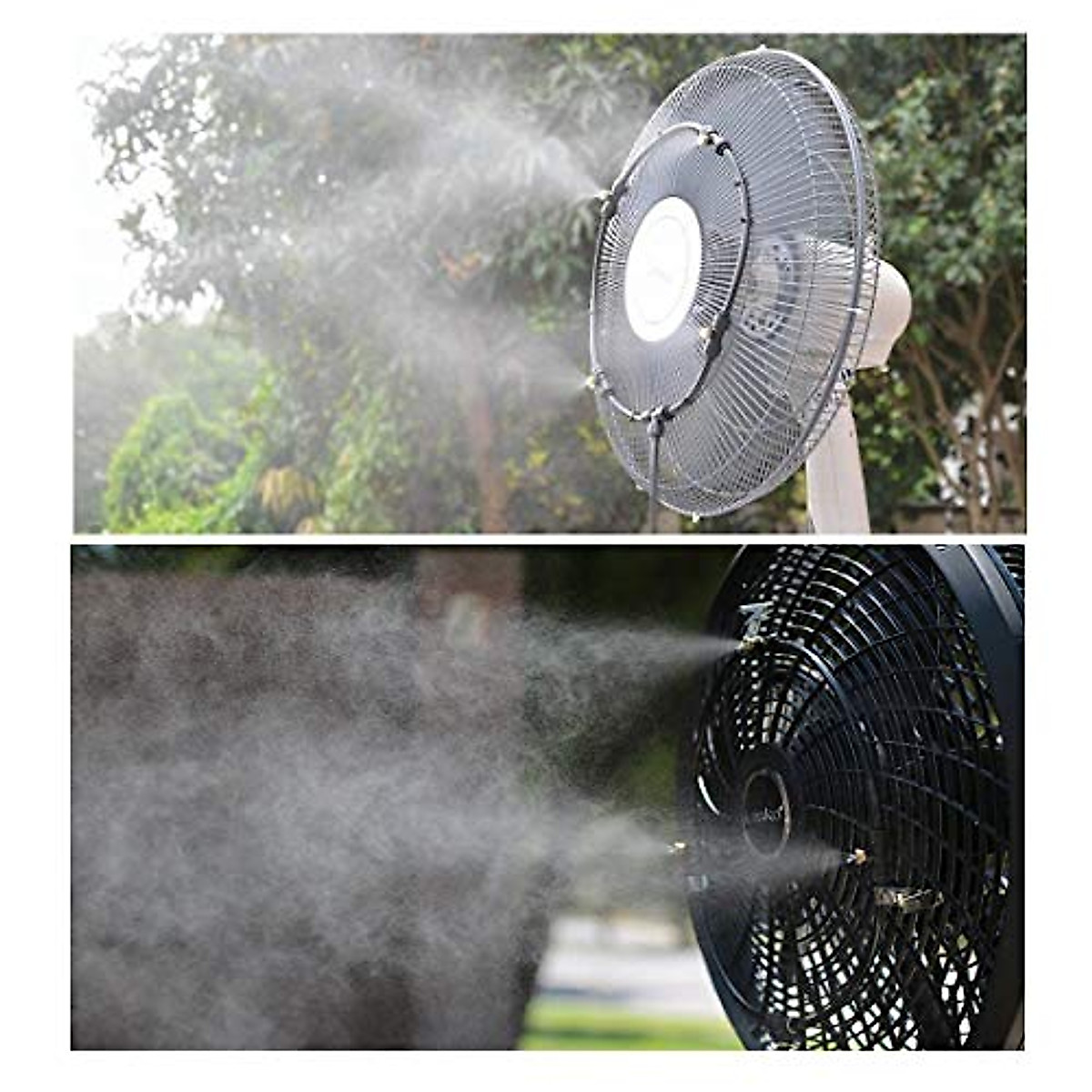 Hylaea Fan Misting Cooling System, Outdoor 1/4'' Fan Mist Kit for a Cool Patio 10FT (3M) Misting Line + 4 Brass Misting Nozzles + a Faucet Adapter for Any Outdoor Fan