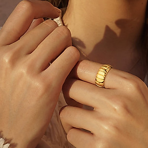 MTMY 14K Gold Plated Rings for Women Dainty Stacking Ring Statement Ring Eternity Bands Jewelry Size 6 to 8(lantern,size 6)