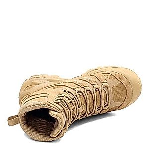 Merrell Men's Strongfield Tactical 6” Waterproof Boots, Breathable & Comfortable Work Combat Hiking Shoes Military, Dark Coyote, 9