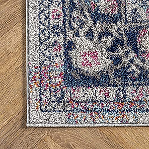 nuLOOM Lilah Medallion Vintage Area Rug, 8' x 10', Blue
