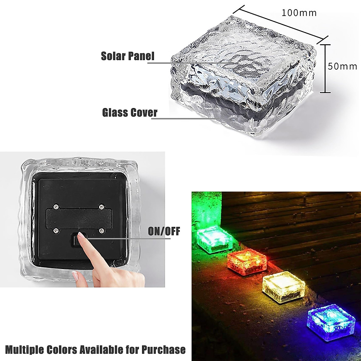 keeda Solar Brick Lights Waterproof Solar Path Ice Cube Lights Outdoor LED Decorative Ice Block Floor Tile Lights for Garden, Pathway, Patio, Walkway (Red, Pack of 1)