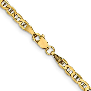 Diamond2Deal 14k Yellow Gold 3.20mm Anchor Chain Anklet 10" Women