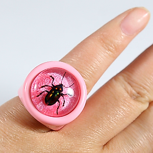 REALBUG Shiny Beetle Pink Ring Size 7
