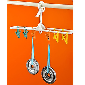 Trrcylp Clothes Drying Racks 2 Pack Collapsible Portable Lockable Underwear Hangers with 24 Clips Socks 360° Rotatable Windproof Hook for Drying Towels Bras Clothes Gloves Plastic White