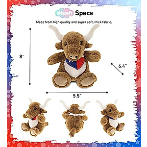 DolliBu Plush Texas Longhorn Stuffed Animal - Soft Plush Huggable Texas Longhorn Plush, Adorable Playtime Plush Toy, Cute Wild Life Cuddle Gifts for Kids & Adults - 8 Inches