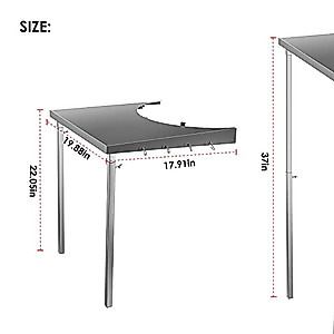 ETE ETMATE Weber Kettle Table, Weber Grill Side Table with Multiple Hooks Stainless Steel Foldable Grill Workbench Fits All Weber 18" Charcoal Kettle Grills