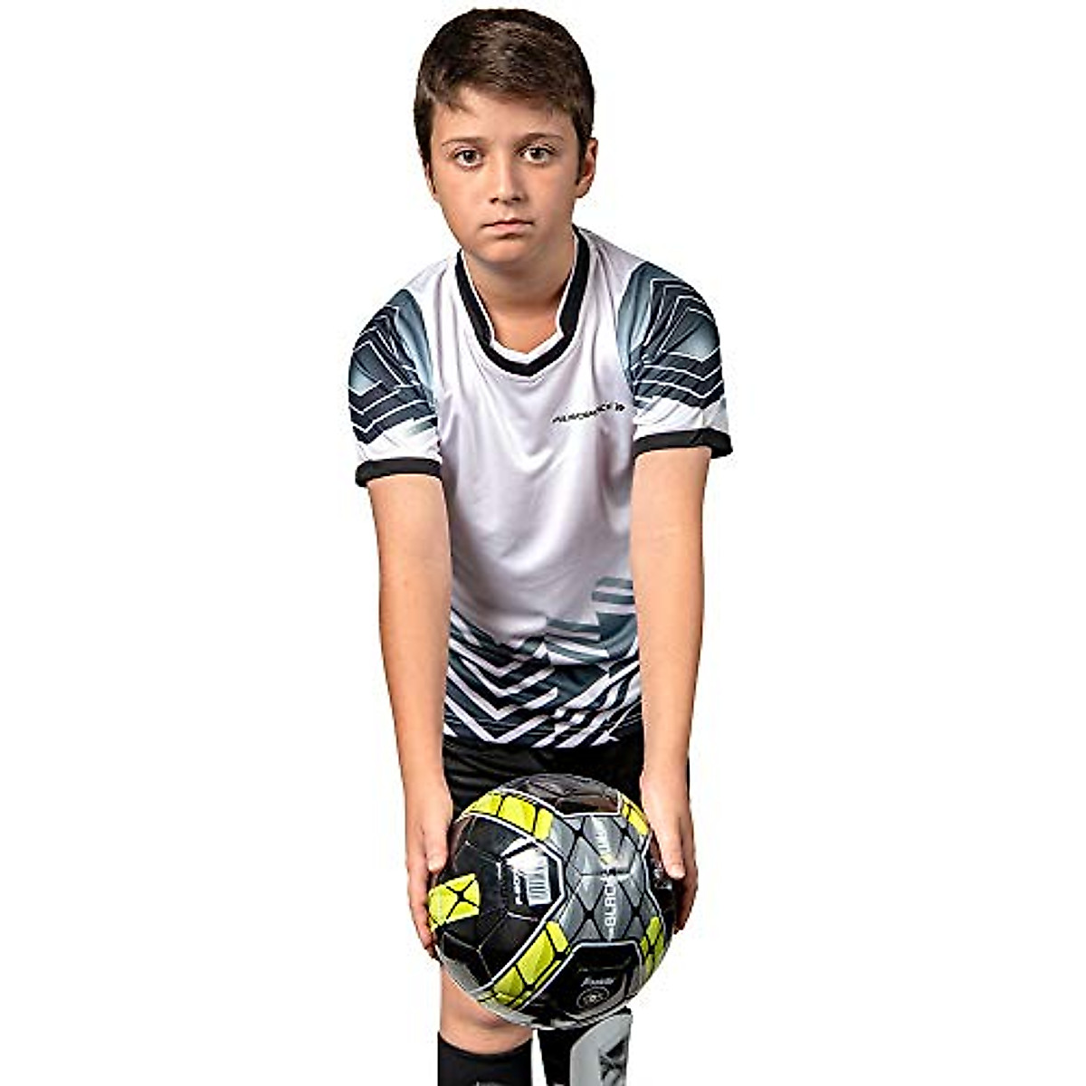 PAIRFORMANCE Soccer Jerseys for Kids, Soccer Shorts Boys Girls, Soccer Uniforms for Kids Sizes 4-15(sowhite-l)