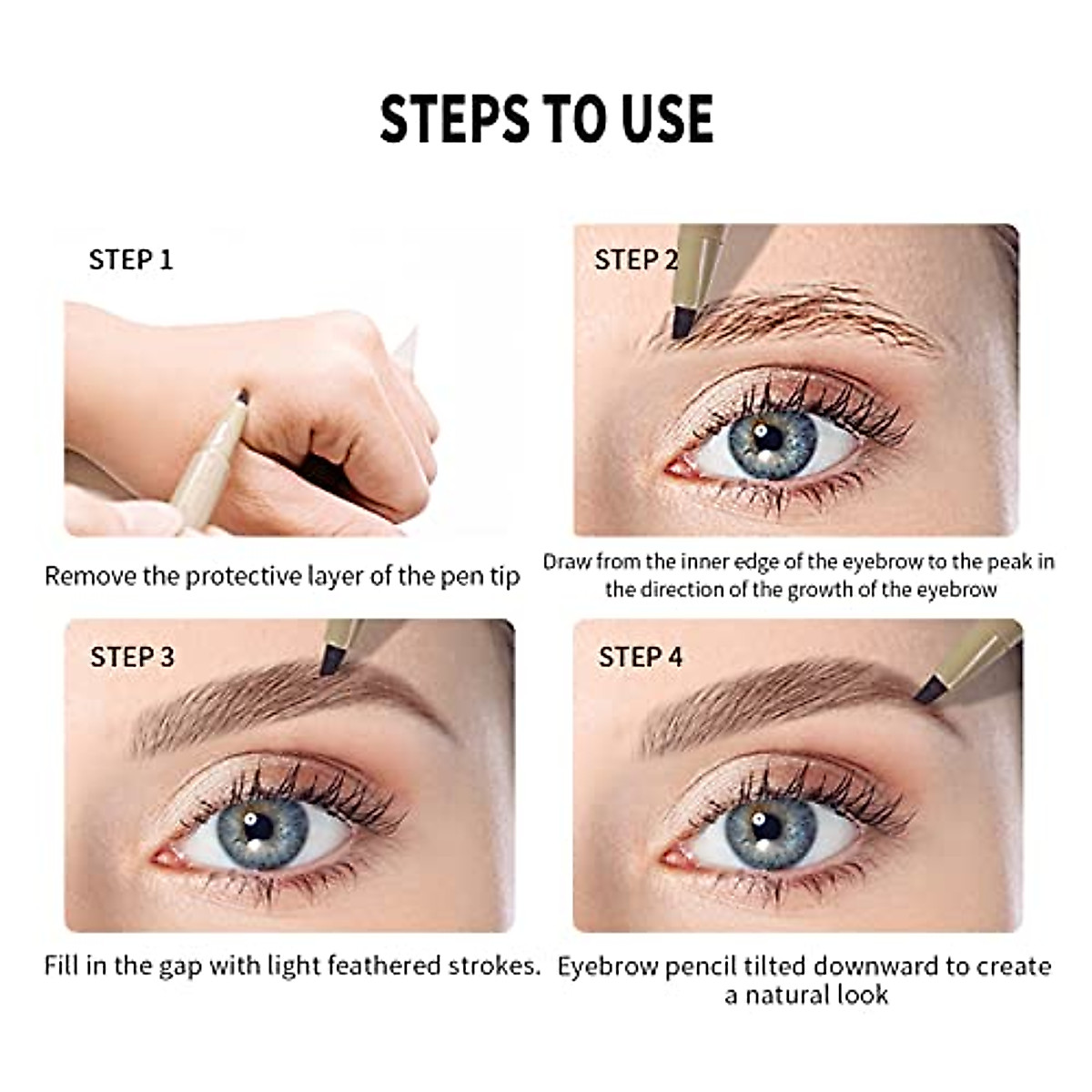 MAKETOPYZN Liquid Eyebrow Pen, Long-Lasting Microblading Effect Pencil, Quick Drying Waterproof Smudge-proof Eyebrow Makeup(Brown)