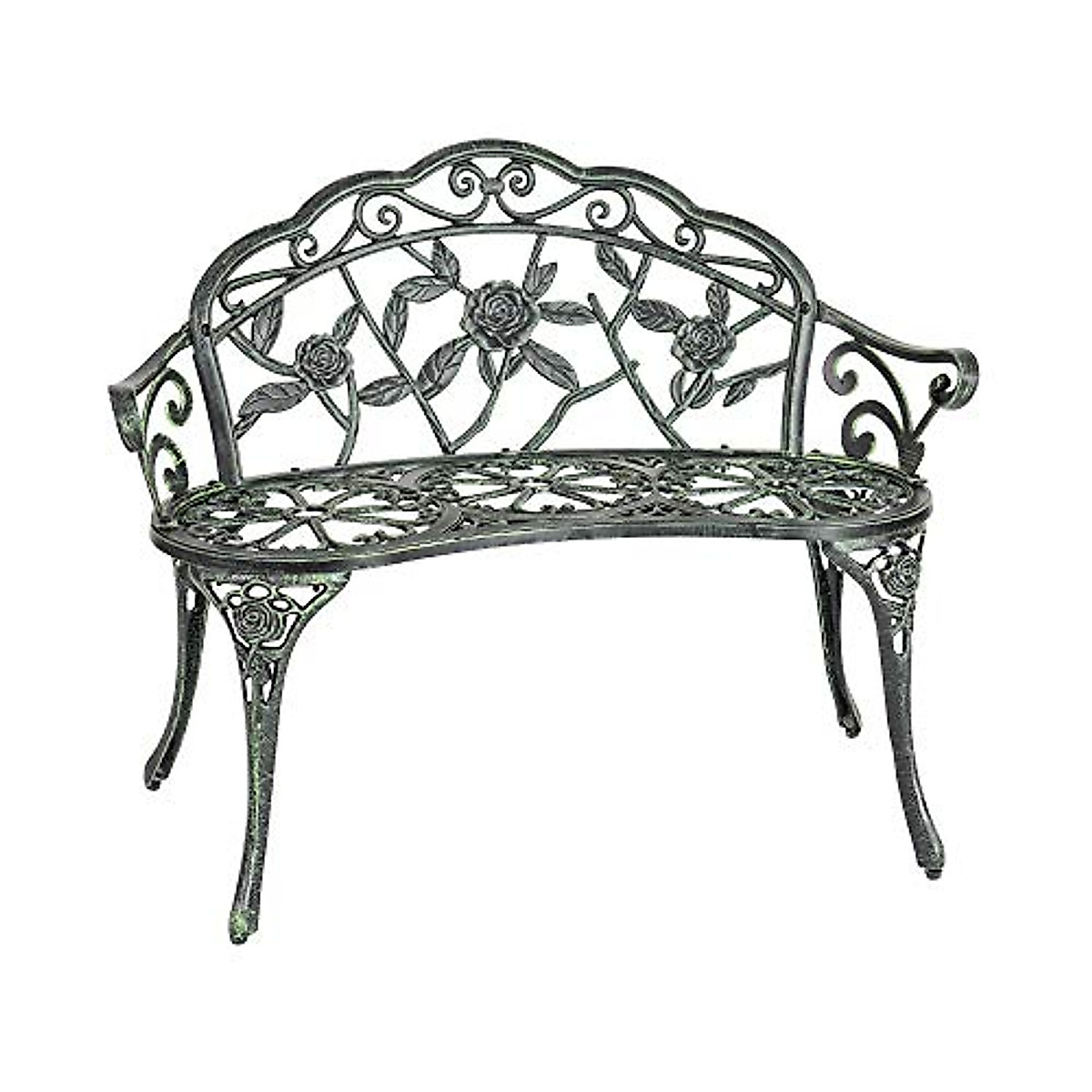 Sun-Ray 213054 Rose Garden Park Patio Bench, Verdigris