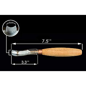 BeaverCraft, Wood Carving Bent Gouge K8a/14 0.55" - Spoon Carving Tools - Woodworking Hand Chisel Compact Wood Carving Knife for Beginners and Profi - Hobbies for Adults and Kids - Carbon Steel Blade