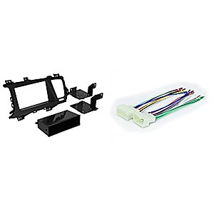 Scosche KA2411B Compatible with 2010-13 Kia Optima ISO Double DIN & DIN+Pocket Dash Kit Black & HY12B Compatible with Select 2010-17 Hyundai/Kia Power/Speaker Connector/Wire Harness