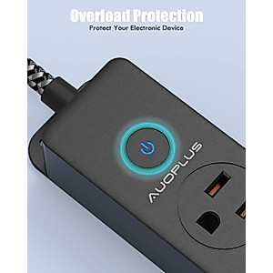 Surge Protector Power Strip with USB C Ports, 5 Outlets 3 USB Ports(1 USB C), 5FT Braided Extension Cord with Multiple Outlets, Mountable Power Strips Flat Plug for Home, Office, Dorm