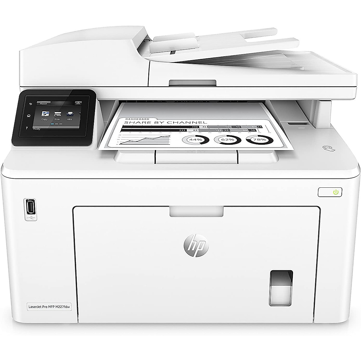 HP Laserjet Pro MFP M227fdw All-in-One Wireless Monochrome Laser Printer, Print Scan Copy Fax, Auto 2-Sided Printing, 1200 x 1200 dpi, 30 ppm, Compatible with Alexa, Bundle with JAWFOAL Printer Cable