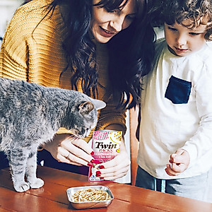 Inaba Twin Packs for Cats, Shredded Chicken & Broth Gelée Side Dish/Topper Pouch, 1.4 Ounces per Serving, 16 Servings, Tuna & Chicken with Scallop Recipe in Scallop Broth