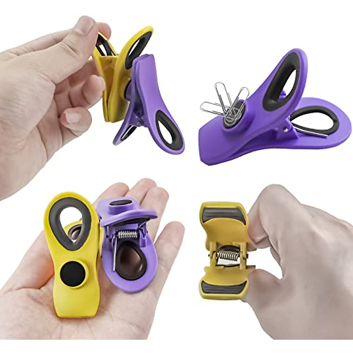 MotBach 16 Pieces Chip Clips, Multi-Color Food Bag Clips, Magnetic Clips, Chip Bag Clips, Food Clips, Fun Fridge Clips for Food Storage