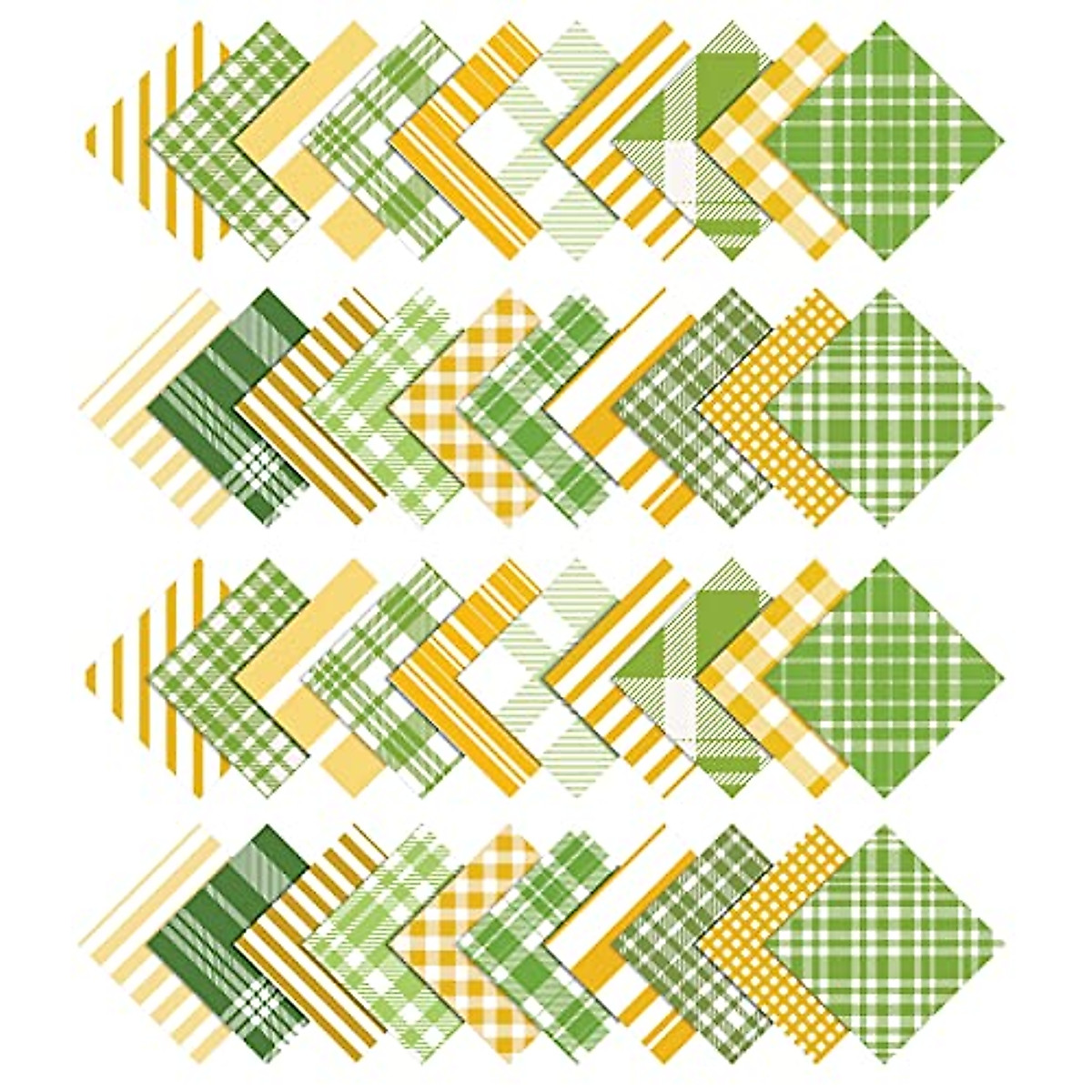 Soimoi Check Print Precut 5-inch Cotton Fabric Quilting Squares Charm Pack DIY Patchwork Sewing Craft- Light Green & Mustard Yellow