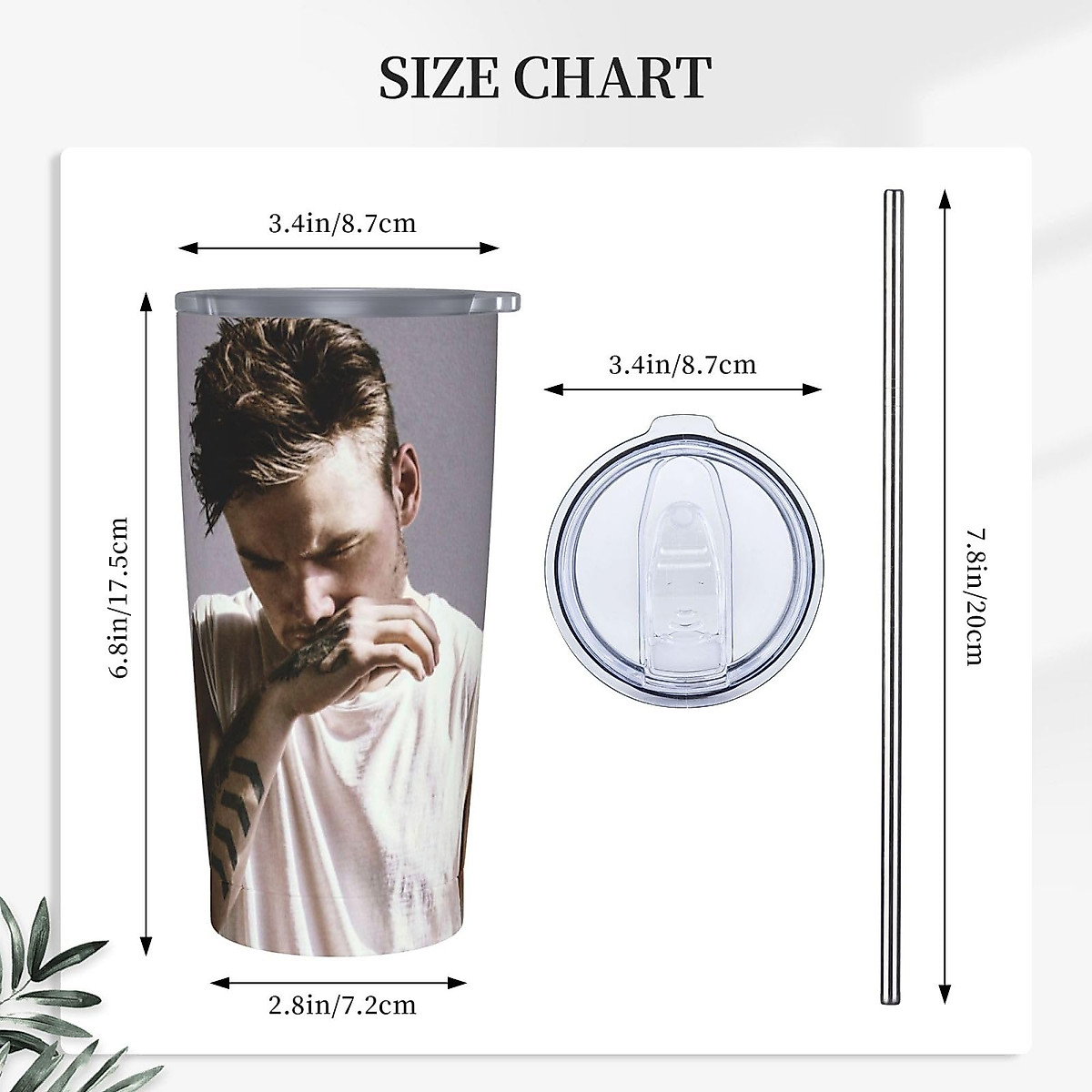 UALWORY Liam Music Payne Tumbler Cup 20oz Travel Coffee Mug with Lid and Straw Stainless Steel Insulated Mugs