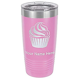 LaserGram 20oz Vacuum Insulated Tumbler Mug, Cup Cake, Personalized Engraving Included (Light Purple)