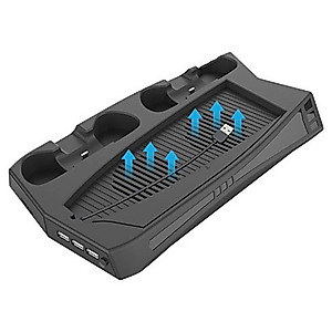 Esenlong Multi- Function Charging Stand with Cooling Fan for PS5 Digital/Ultra HD Controller, Vertical Charger Cooling Storage Stand for PS5 VR Playstation DC 5V 2A