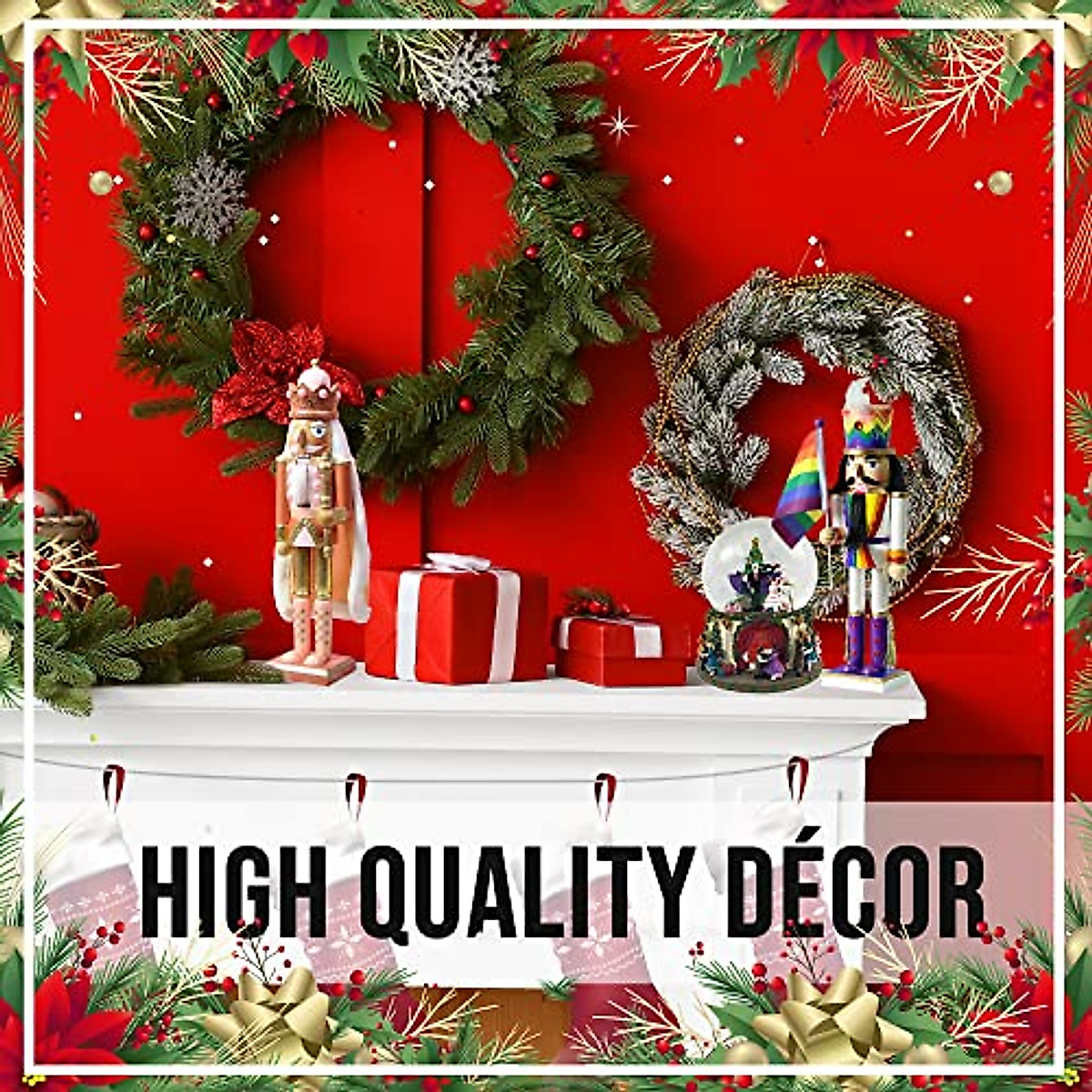 Nutcracker Ballet Gifts King Plush Nutcracker Doll Figure, Christmas Ornaments Decoration, Red, Blue and Gold, 14 Inch