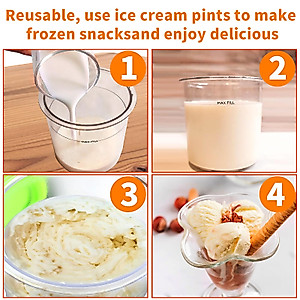 4 Pack Creami Pints and Lids for Ninja, Ice Cream Containers Compatible with Ninja Creami NC299AM C300s Series Ice Cream Maker, Replacement Pints Containers and Lids, BPA-Free & Dishwasher Safe