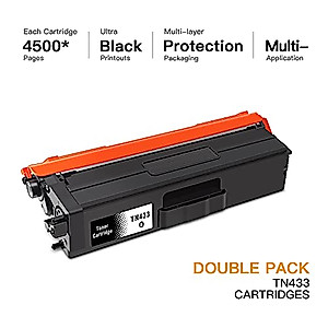 E-Z Ink (TM) Compatible Toner Cartridge Replacement for Brother TN-433 TN433 TN433bk TN431 compatible with HL-L8260CDW HL-L8360CDW MFC-L8610CDW MFC-L8900CDW (2 Pack, Black)