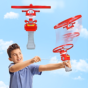 Super Wings Flying Toys, Jett Flying Toys for Kids Ages 3-5 4-8, Fun Outdoor Flying Disc Launcher Toys, Airplane Outside Flying Toys for Kids Boys Girls 3 4 5 6 7 8 Year Old
