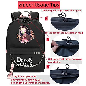 XIXISA 17 INCH Nezuko Backpack & Purse, Anime Nezuko Laptop Backpack with USB Charging Port, Nezuko Bag for School (Black)