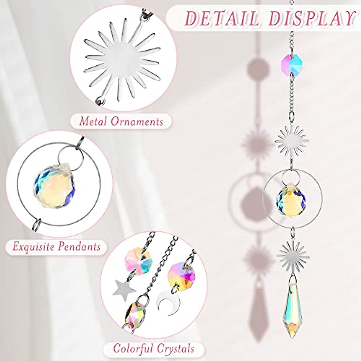 Crystals Suncatcher Hanging Sun Catcher Garden Hanging Crystals Prism Light Catcher Crystal Window Sun Catcher Chandelier Pendant Ornament for Home Office Party Decoration (Silver, 10 Pieces)