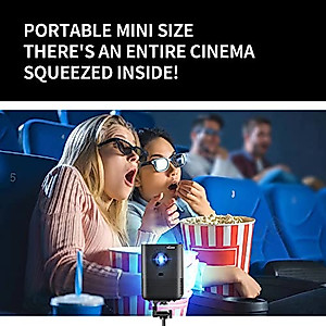 Hasatek Projector,Portable Projector, Black,Mini Projector with WiFi and Bluetooth,Outdoor Projector 4k for Movies Night,Native 1080p HD,10W Speaker,150 Inch Picture,Home Entertainment