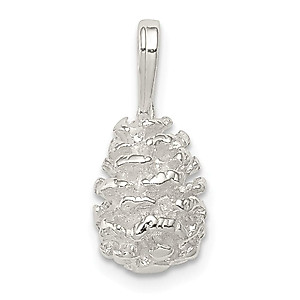 Solid 925 Sterling Silver Pinecone Charm Pendant - 17mm x 8mm