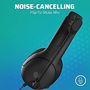PDP Gaming LVL40 Stereo Headset with Mic for Nintendo Switch - PC, iPad, Mac, Laptop Compatible - Noise Cancelling Microphone, Lightweight, Soft Comfort On Ear Headphones, 3.5mm jack - Black