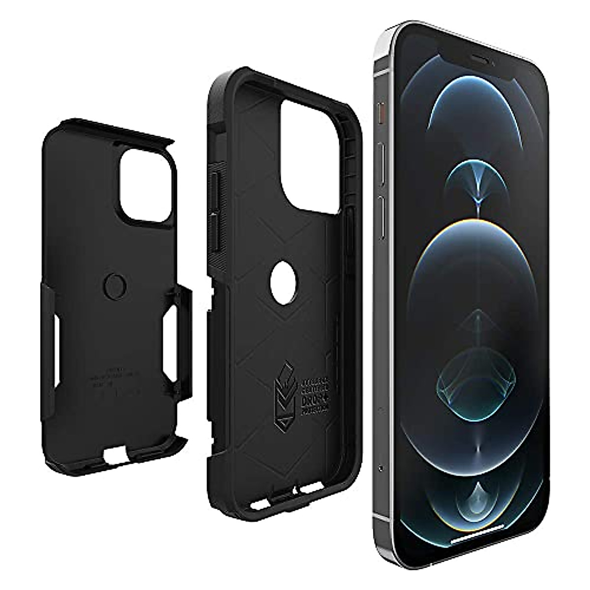 OtterBox iPhone 12 & iPhone 12 Pro Commuter Series Case - BLACK, slim & tough, pocket-friendly, with port protection