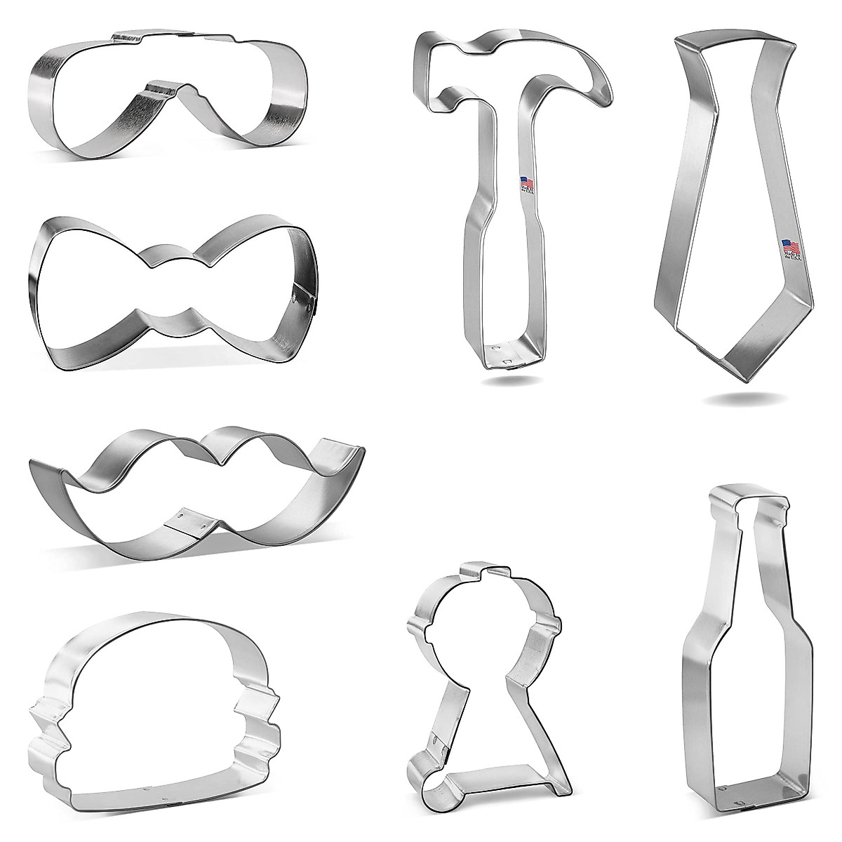 Fathers Day Cookie Cutter Set 8 Pc - Foose Cookie Cutters - USA Tin Plated Steel