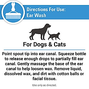 Vet Classics Ear Wash Liquid Formula for Dogs & Cats – Pet Ear Wash Formula Cleans Dog, Cat Ear Canals – Includes Aloe, Tea Tree Oil – Helps Remove Pet Ear Wax, Dirt, Debris – 4 Oz.