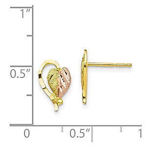 10k Tri-color Black Hills Gold Post Earrings 12mm 7mm style 10BH647