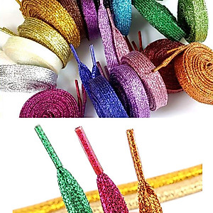 16 Pairs Multicolor Metallic Glitter Flat Shoelaces for Sneakers,43" Shoe Laces Strings