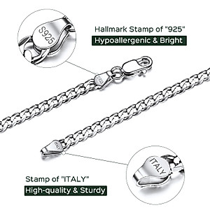 ChicSilver Cuban Link Chain for Men Cuban Chain 925 Sterling Silver Choker Necklace for Women Thin Curb Chain 3mm 14 inch Short Choker
