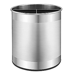 Bartnelli Extra Large Stainless Steel Kitchen Utensil Holder - 360° Rotating Utensil Caddy - Weighted Base for Stability - Countertop Organizer Crock With Removable Divider (Brushed Stainless Steel)