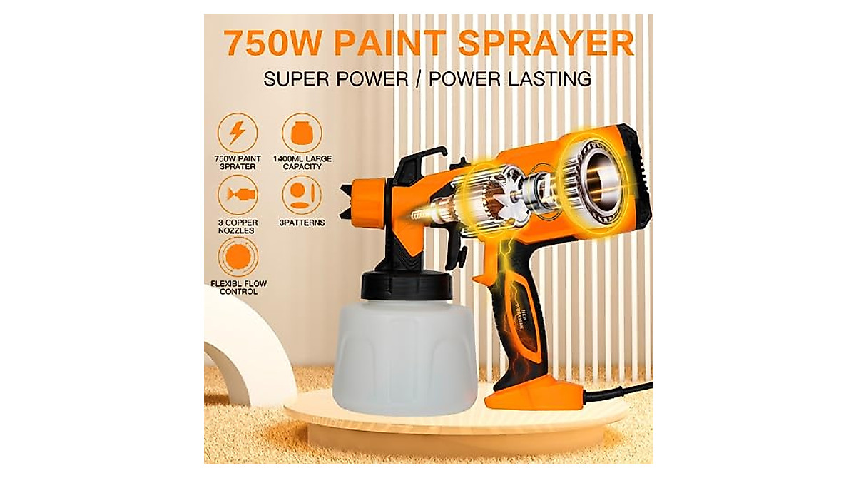 Paint Sprayer, 750W HVLP Electric Paint Sprayer, Paint Spray Gun 1400ml ...
