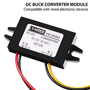 Weewooday Direct Current Converter 12v to 5v 3a 15w Buck Converter Module, Reduced Voltage Regulator Car Power Output Power Adapter, Wire Interface(3 Pieces)