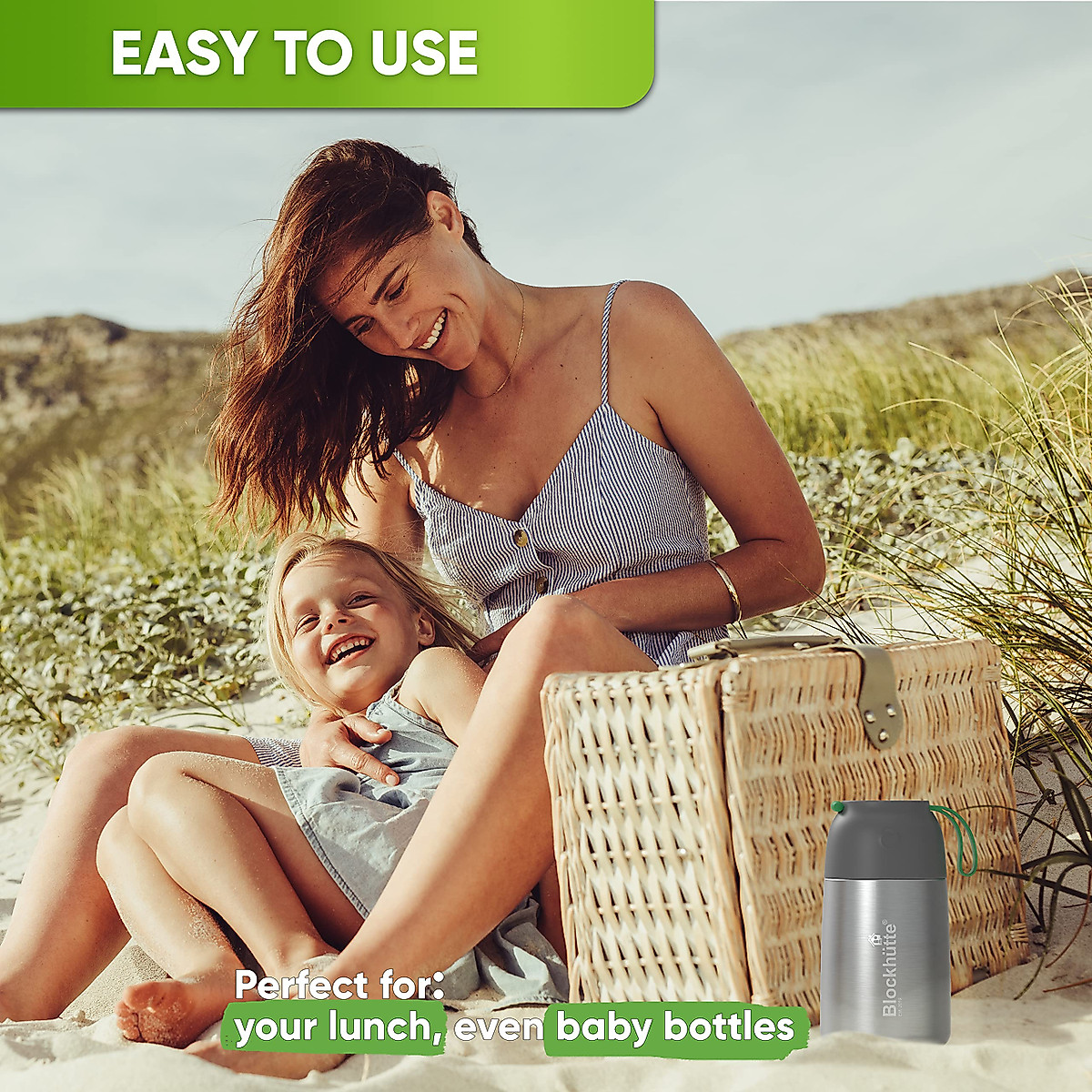 Blockhütte Thermos For Hot Food I 34 oz I 14h Hot Food I with Spork, Vacuum Stainless Steel Thermal Lunch Box, Leakproof Soup Thermos for hot Food, Wide Mouth insulated Food Jar, Food Container