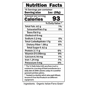 Organic Italian Pearled Farro - Raw, Non-GMO, Vegan, Bulk, Protein, Fiber Rich (5LB)