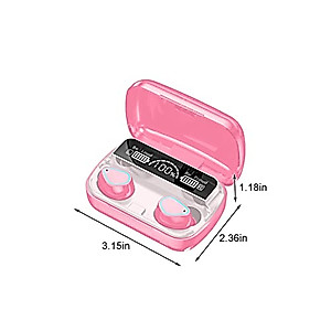 Sport Bluetooth 5.2 Earbuds,Wireless Earphones in-Ear with Microphone, Stereophones HiFi Stereo Sound Intelligent Noise Reduction, Headset with Wireless Dual Core Fast Charging Case (Pink)