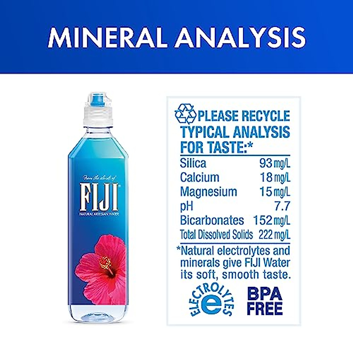 FIJI Natural Artesian Bottled Water 700 mL / 23.7 Fl Ounce (Pack of 12) - Sports Cap